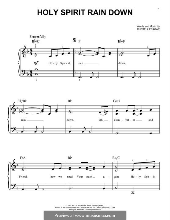 Holy Spirit Rain Down by R. Fragar - sheet music on MusicaNeo