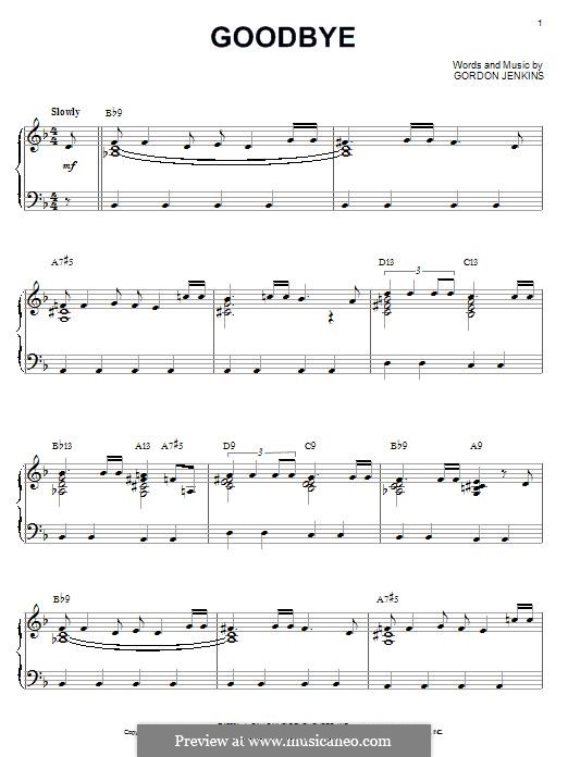 Goodbye (Bill Evans) by G. Jenkins - sheet music on MusicaNeo