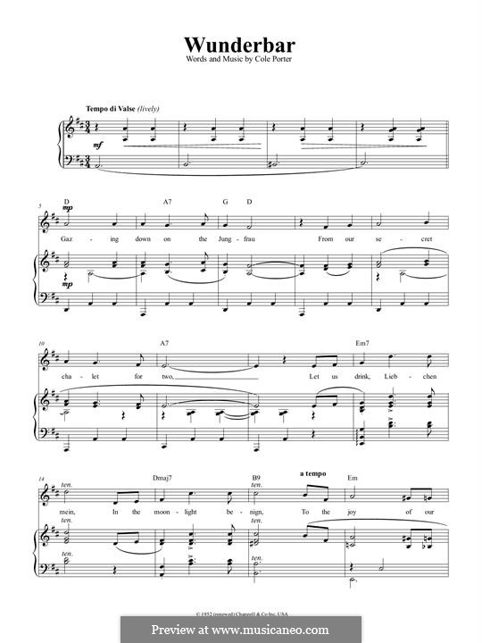 Wunderbar by C. Porter - sheet music on MusicaNeo