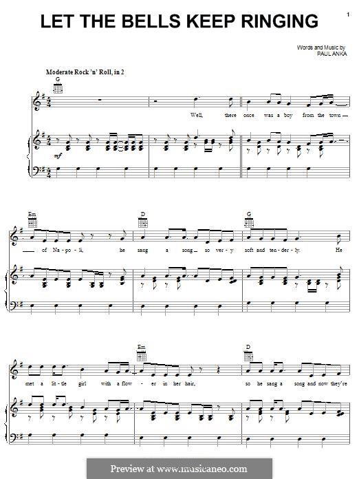 Let the Bells Keep Ringing by P. Anka - sheet music on MusicaNeo