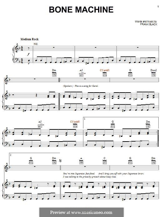 Bone Machine (The Pixies) by Black Francis - sheet music on MusicaNeo