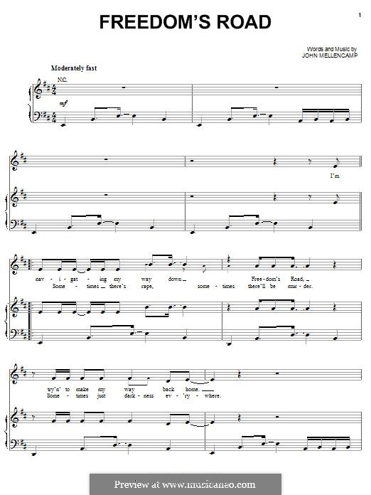 Freedom's Road by J. Mellencamp - sheet music on MusicaNeo