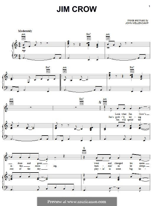 Jim Crow by J. Mellencamp - sheet music on MusicaNeo