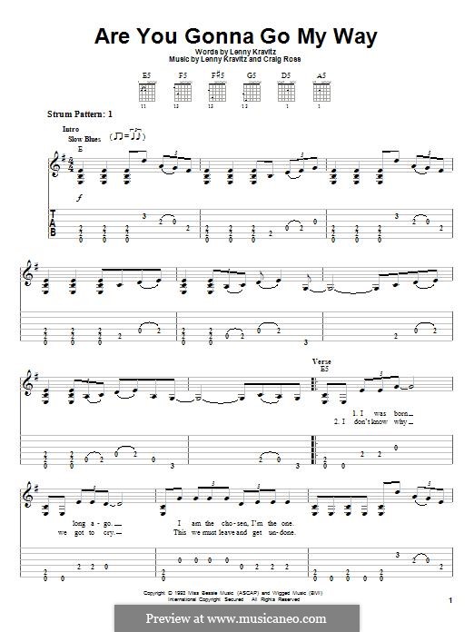 Are You Gonna Go My Way? by C. Ross, L. Kravitz - sheet music on MusicaNeo