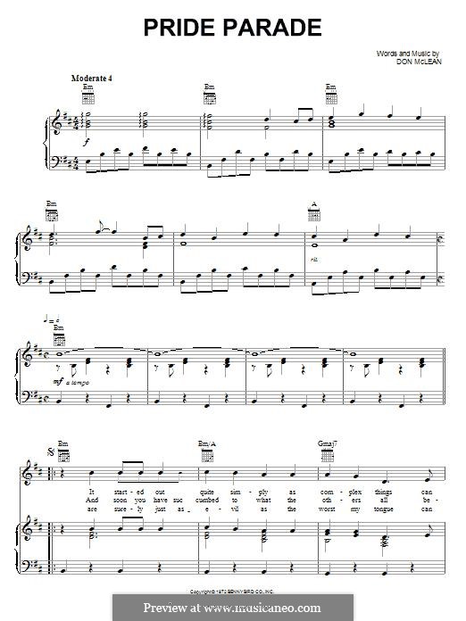 Pride Parade by D. McLean - sheet music on MusicaNeo