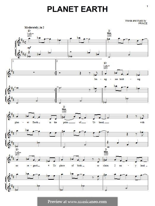 Planet Earth by Prince - sheet music on MusicaNeo