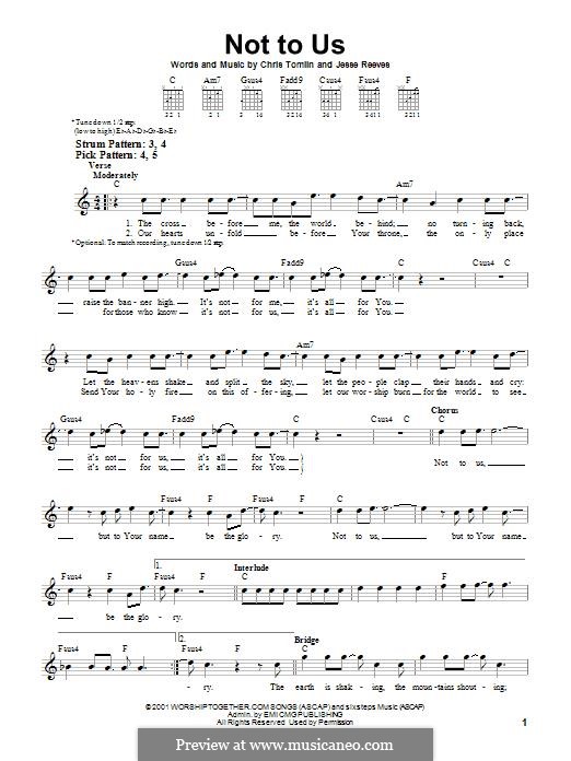Not To Us by C. Tomlin, J. Reeves - sheet music on MusicaNeo