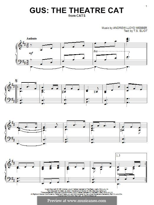 Gus: The Theatre Cat (from Cats) by A.L. Webber - sheet music on MusicaNeo