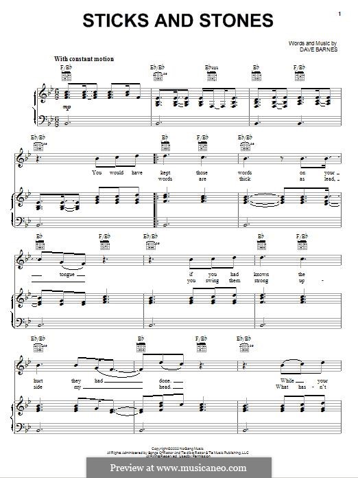 Sticks And Stones by D. Barnes - sheet music on MusicaNeo