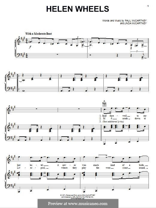 Helen Wheels by L. McCartney, P. McCartney - sheet music on MusicaNeo