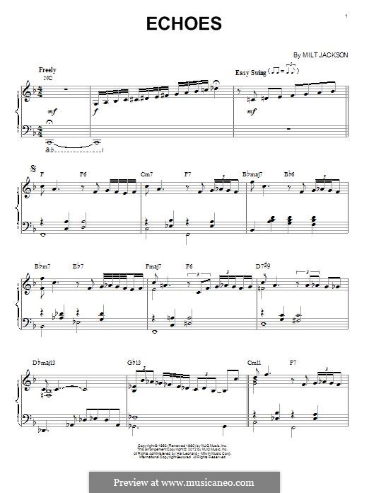 Echoes (Modern Jazz Quartet) by M. Jackson - sheet music on MusicaNeo