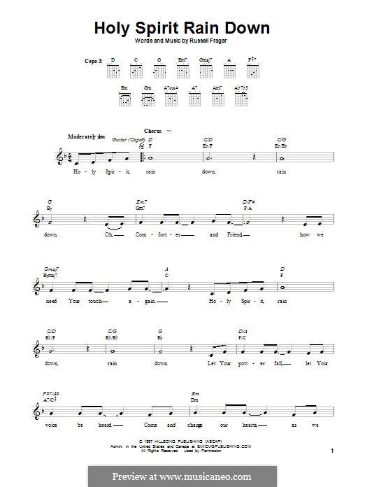 Holy Spirit Rain Down by R. Fragar - sheet music on MusicaNeo