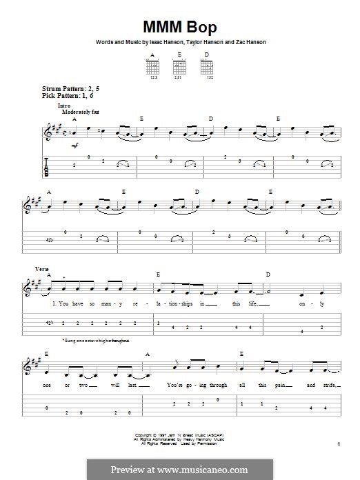 MMM Bop by I. Hanson, T. Hanson, Z. Hanson - sheet music on MusicaNeo