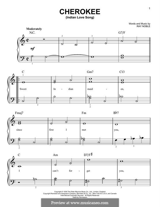 Cherokee by R. Noble - sheet music on MusicaNeo