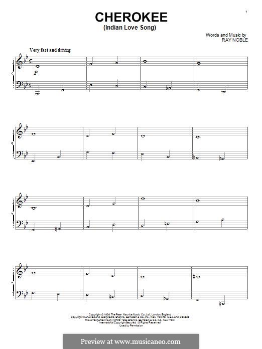 Cherokee by R. Noble - sheet music on MusicaNeo