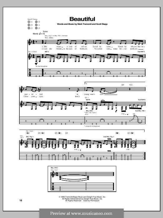 Beautiful (Creed) by M. Tremonti, S. Stapp - sheet music on MusicaNeo