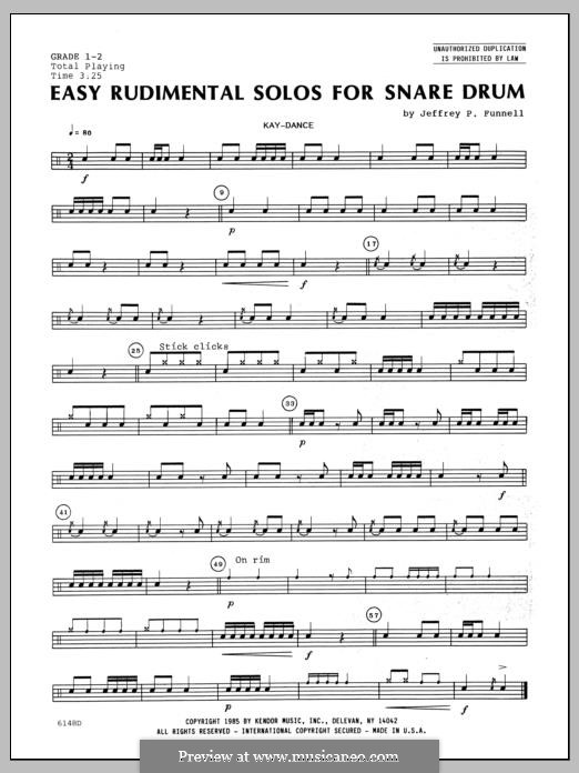 Easy Rudimental Solos for Snare Drum by J.P. Funnell on MusicaNeo