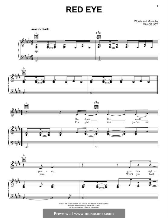 Red Eye by Vance Joy - sheet music on MusicaNeo