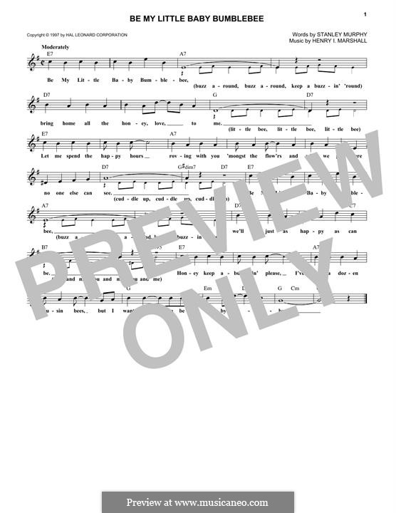 Be My Little Baby Bumble Bee by H.I. Marshall - sheet music on MusicaNeo