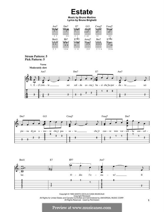 Estate by B. Martino - sheet music on MusicaNeo