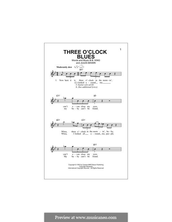 Three O'Clock Blues by J. Bihari - sheet music on MusicaNeo