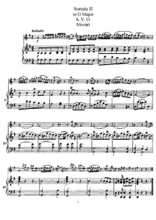 Sonata for Violin (or Flute) and Piano No.2 in G Major, K.11 by W.A ...