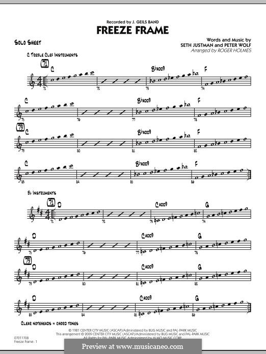 Freeze Frame (The J. Geils Band) by P. Wolf, S. Justman on MusicaNeo