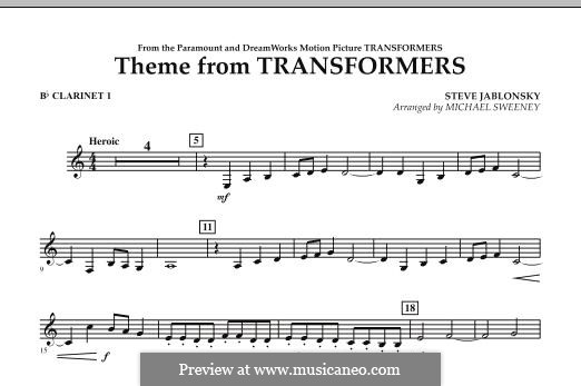 Theme from Transformers by S. Jablonsky - sheet music on MusicaNeo