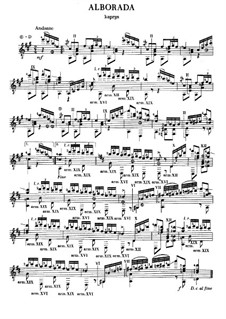 Alborada by F. Tárrega - sheet music on MusicaNeo