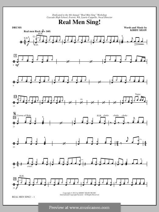 Real Men Sing! by K. Shaw - sheet music on MusicaNeo