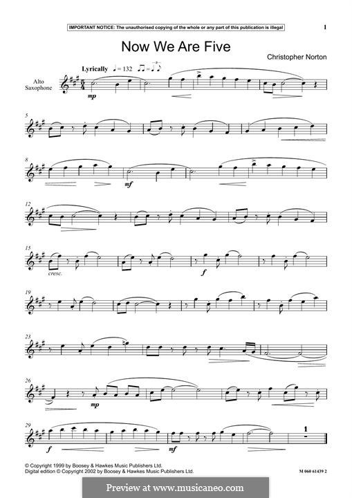 Now We Are Five by C. Norton - sheet music on MusicaNeo