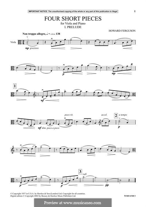 Four Short Pieces for Viola and Piano by H. Ferguson on MusicaNeo