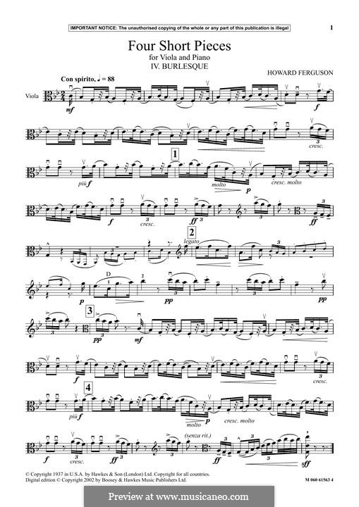 Four Short Pieces for Viola and Piano by H. Ferguson on MusicaNeo