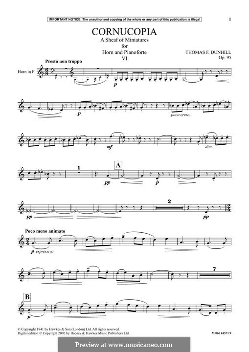 Cornucopia - A Sheaf of Miniatures for Horn and Pianoforte by T ...