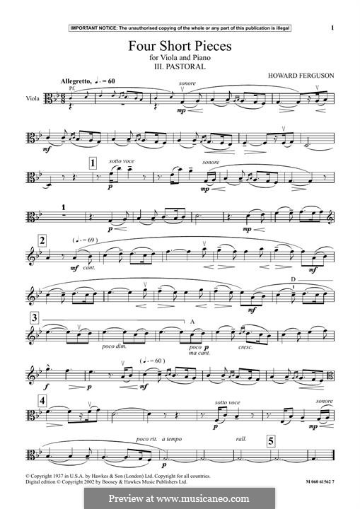 Four Short Pieces for Viola and Piano by H. Ferguson on MusicaNeo