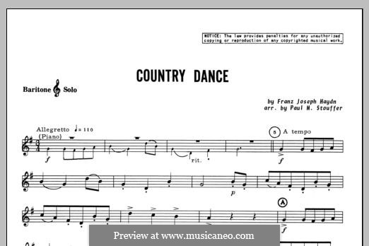 Country Dance by J. Haydn - sheet music on MusicaNeo