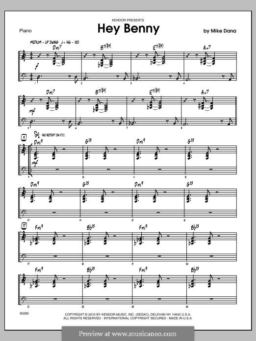Hey Benny by M. Dana - sheet music on MusicaNeo