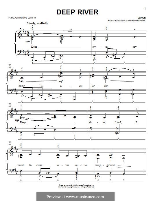 Deep River by folklore - sheet music on MusicaNeo