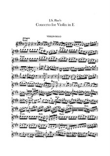 Concerto for Violin, Strings and Basso Continuo No.2 in E Major, BWV 1042 by J.S. Bach on MusicaNeo