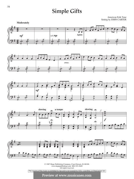 Simple Gifts by folklore - sheet music on MusicaNeo