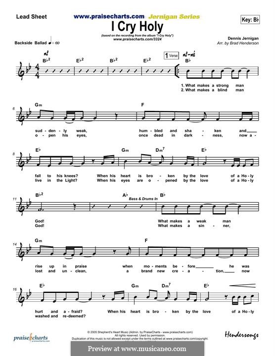 I Cry Holy by D. Jernigan - sheet music on MusicaNeo