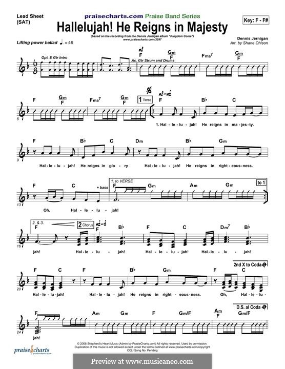 Hallelujah! He Reigns in Majesty by D. Jernigan - sheet music on MusicaNeo