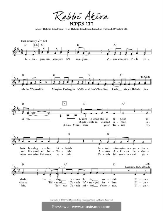 Rabbi Akiva by D.L. Friedman - sheet music on MusicaNeo
