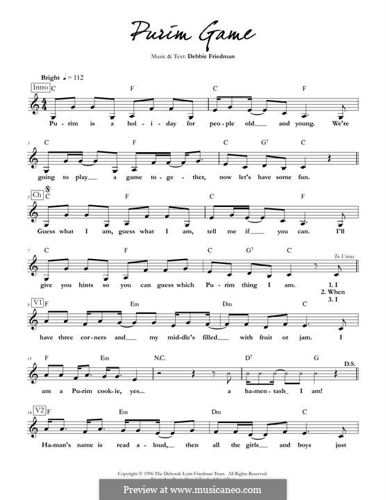Purim Game by D.L. Friedman - sheet music on MusicaNeo
