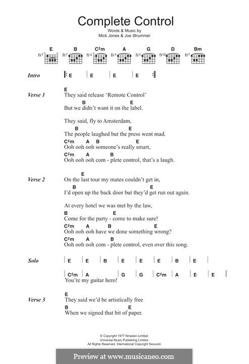 Complete Control (The Clash) by J. Strummer, M. Jones on MusicaNeo