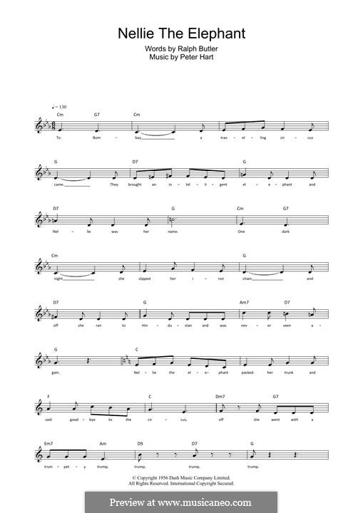 Nellie the Elephant by P. Hart - sheet music on MusicaNeo