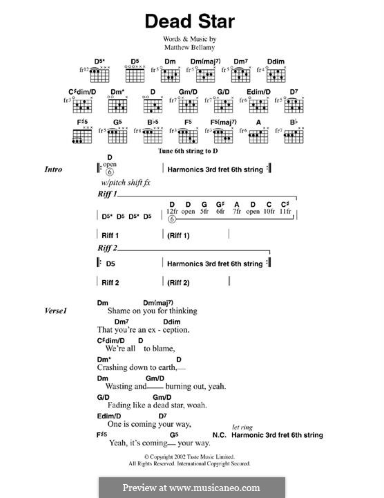 Dead Star (Muse) by M. Bellamy - sheet music on MusicaNeo