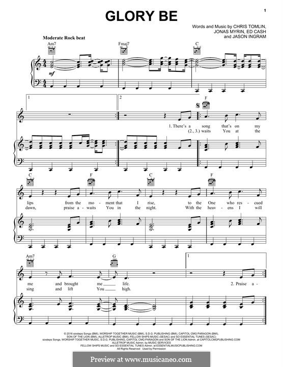 Glory Be by C. Tomlin - sheet music on MusicaNeo