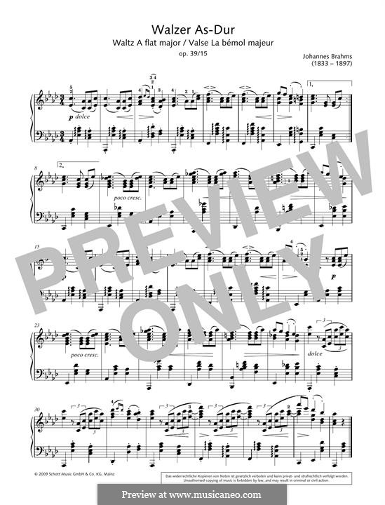 Waltz No.15 (Sixteen Waltzes, Op.39) by J. Brahms on MusicaNeo