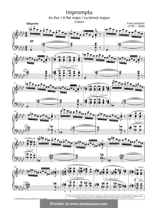 Four Impromptus for Piano, D.899 Op.90 by F. Schubert on MusicaNeo
